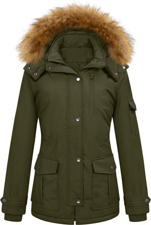 Heekpek TOMEEK Damen Winterjacke Winter Wintermantel Warm Jacke Gef&uuml;ttert Mantel Parka Damen-m&auml;ntel mit Kapuze Teddyfell Winterparka Skijacke Kurzmantel Outdo