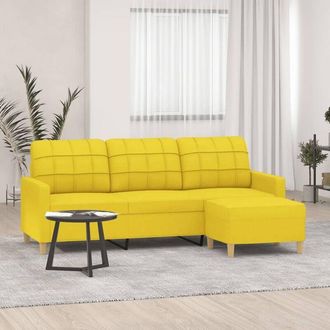 vidaXL Vidaxl - Canap&eacute; &agrave; 3 places avec repose-pieds Jaune clair 180 cm Tissu