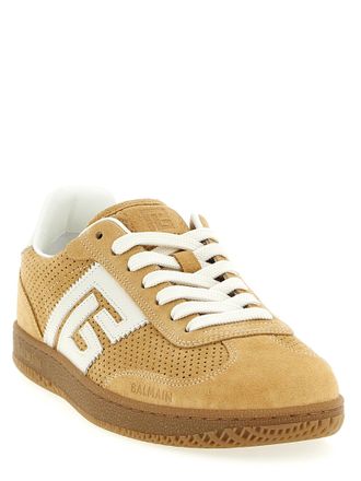 Balmain Perforated Suede Sneaker - Tan