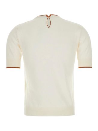 Max Mara Womens Top Round-Neck Long-Sleeve White Silk Wool Tops