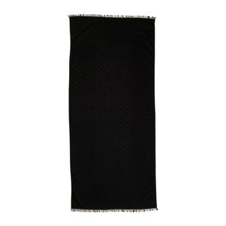 A|X Armani Exchange Homme, Accessoires, Noir, Taille: ONE Size &Eacute;charpe Noire &agrave; Franges et Logo