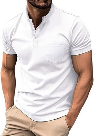 Generic Polo à manches courtes pour homme - Coupe droite - Pour le bureau et les loisirs - Couleur contrastée - Été - Coupe ajustée - Golf - Sport - Polo à ma