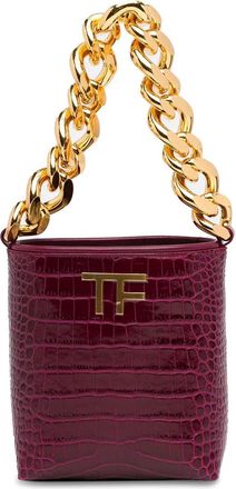 Tom Ford Hobo Bags - Mini Croc-Embossed Chain Bucket Bag - Gr. unisize - in Orange - f&uuml;r Damen