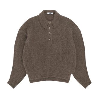 Rus Rippstrick-Poloshirt - - Tops - Damen - Braun - M