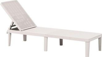 Beliani Transat de Jardin Moderne Dossier R&eacute;glable Mat&eacute;riau Synth&eacute;tique R&eacute;sistant &agrave; la Rouille Gris Clair Ossimo