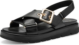 Marco Tozzi Damen Sandalen flach mit Klettverschluss Bequem, Schwarz (Black), 37 EU