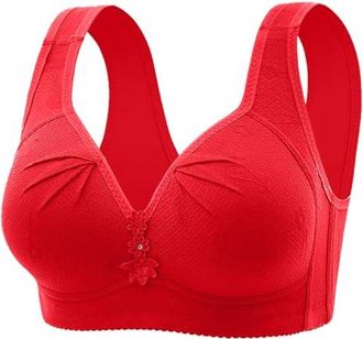 Generic Soutien-gorge 2026 pour femme, grande taille, fin, sans armatures, push-up confortable, respirant, d&eacute;bardeur, Rouge, 64
