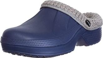 Brandsseller Sabots dhiver pour femme avec insert en tricot et doublure en fourrure chaude, bleu marine, 36 EU