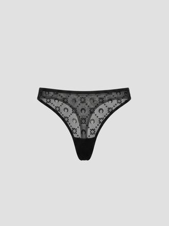 Marine Serre Slip en tulle transparent &agrave; monogramme Crescent Moon