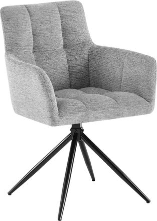 Clp Esszimmerstuhl Jonah, schwenkbarer Polsterstuhl mit Armlehne, 180&deg; Auto-R&uuml;ckstellmechanismus, Stoffbezug pflegeleicht, Stuhl f&uuml;r K&uuml;che, Farbe:hellgrau