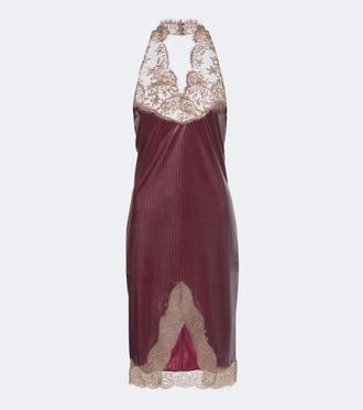 Saint Laurent Minikleid aus Seide mit Spitze