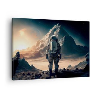 Arttor Bilder auf Leinwand Astronaut Planet Kosmos Leinwandbild 70x50cm Wandbilder Dekoration Wohnzimmer Schlafzimmer K&uuml;che Deko Klein Wanddeko Bild Wand Kun