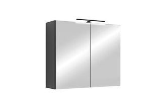 Byliving Spiegelschrank Spree/Korpus matt anthrazit mit Spiegelt&uuml;ren/H&auml;ngeschrank mit Soft-Close-Funktion/Inkl. LED-Beleuchtung/Badschrank mit Stecker- und Sch