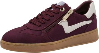 Marco Tozzi Marco Tozzi Damen Sneaker flach mit Rei&szlig;verschluss Freizeit, Rot (Vino Comb), 37 EU