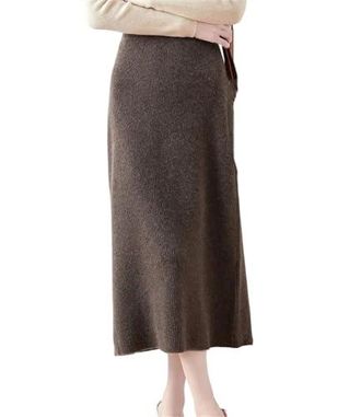 Generic Jupe en laine mérinos pour femme - Jupe rayée à taille élastique, F, M