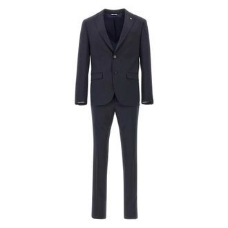 Manuel Ritz Blaues Anzug mit Revers - - Suits - Herren - Blau - XS