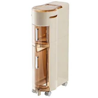 Generic Badezimmer-Organizer Rollbar PP-Kunststoff mit Taschentuchbox und Transparenter Schublade Allzweckwagen Turmregal für Küche, Wäsche und Enge Stellen(2