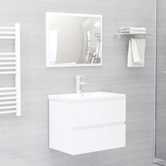 vidaXL Ensemble de salle de bain avec sottolavabo avec tiroir et évier intégré + miroir diverses couleurs Couleur : blanche
