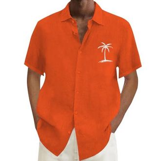 Generic Chemise d&eacute;t&eacute; &agrave; manches courtes pour homme - Chemise de plage amusante - Chemise d&eacute;t&eacute; avec imprim&eacute; - Chemise de loisirs respirante - Col montant - Chem