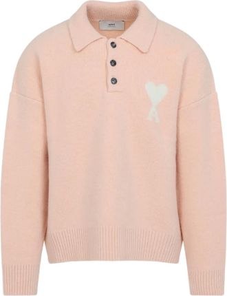 Ami polo en alpaga à boutonnière - Rose