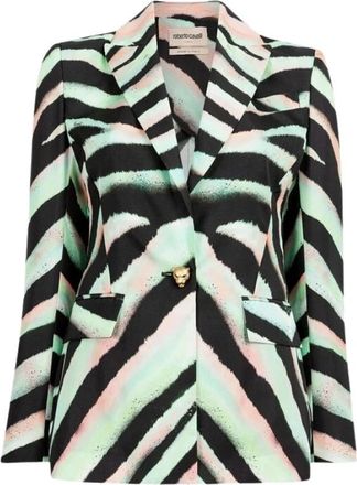 Roberto Cavalli Zebra-Print Blazer mit Pantherkopf-Verzierung - - Jackets - Damen - Mehrfarbig - M