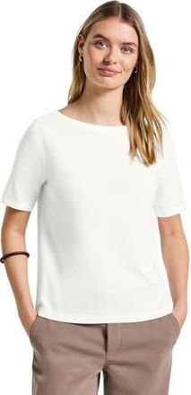 Street One 3228108 T-Shirt avec col Bateau, Blanc cass&eacute;, 36 Femmes