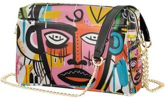 Mnsruu Sacs à bandoulière pour femme, sac à main abstrait coloré en cuir