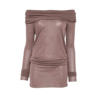 Rick Owens Langarm-Oberteil mit Carmen-Ausschnitt - - Tops - Damen - Braun - M