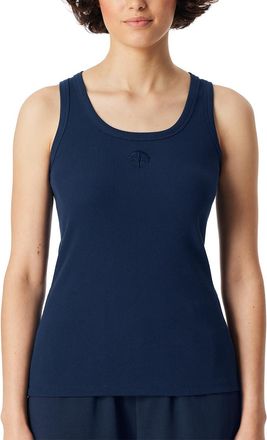 Schiesser Damen Trägertop Doppelripp Mit Logo Organic Cotton 150 Years T-Shirt, Admiral_183231, 34 EU