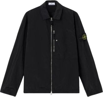 Stone Island Homme, Vestes, Noir, Taille: XL Logo Patch Zip Jacket