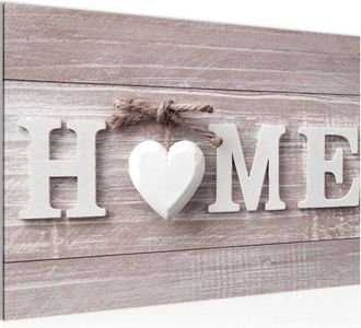 Runa Art Bild Home Herz Modern Wandbilder Schlafzimmer Wohnzimmer 1 Teilig - Made In Germany - Vintage Beige Braun Flur 504415b