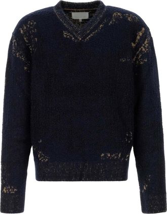 Maison Margiela V-Ausschnitt Pullover - - Knitwear - Herren - Blau - M