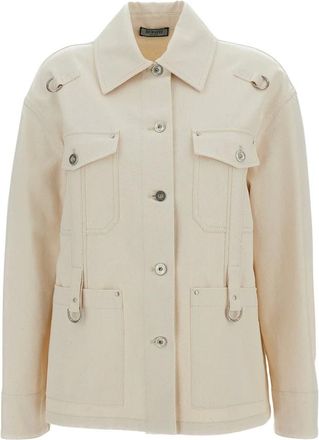 Durazzi Milano Femme, Vestes, Beige, Taille: 36 FR Denim Utility Overshirt