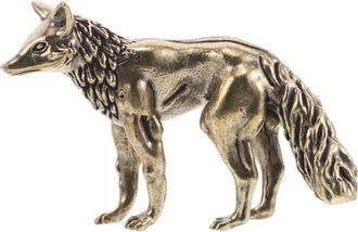 Cabilock Kleine Messingfigur Fuchs Tischfigur Wohnaccessoires Aus Messing Vintage-tierstatue Fuchs-schreibtischaccessoires Teetierfigur Fuchsstatue Tischdekora