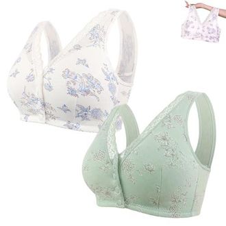 Generic Soutien-gorge Rivastyle avec fermeture à lavant, soutien-gorge Rivastyle en dentelle et coton pour femmes âgées sans armatures, E, 64