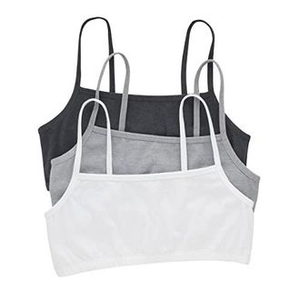 Hanes Cropped Bralette, Breathable Pullover Bra, Crop Top, Solid Or Assorted, 3-Pack Soutien-Gorge, Opaque, Gris Ciel/Gris chiné/Blanc, S (Lot de 3) Femme