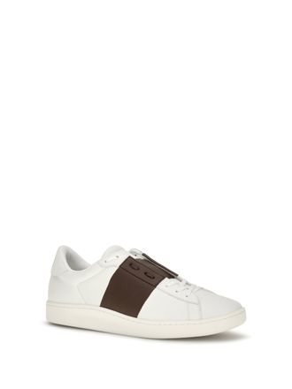 Valentino Garavani Mens Open Sneakers Bianco-Bark Brown Bianco/bark