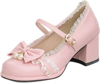 Generic Chaussures r&eacute;tro 2026 pour adolescentes et femmes &agrave; talon &eacute;pais et bout mary, escarpins confortables en similicuir pour bureau, rendez-vous galant, nu