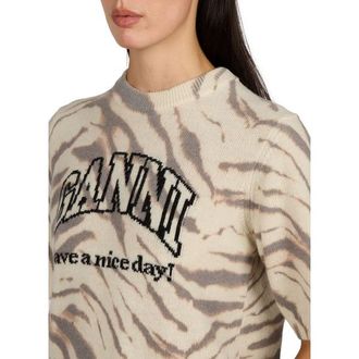 Ganni Pull &agrave; motif en laine m&eacute;lang&eacute;