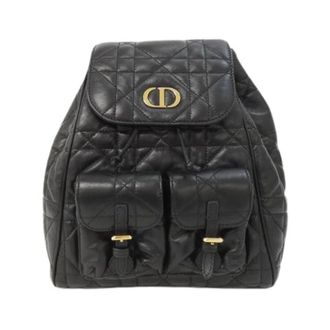 Dior Sac &agrave; dos Pre-owned Caro en cuir dagneau - Femme - Pre-owned - Noir - Taille: ONE Size