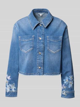 Marc Cain Jeansjacke mit Motiv-Print und Fransensaum
