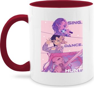 Shirtracer Tasse Tassen 325ml - Anime - Sing. Dance. Hunt. - Kost&uuml;m K-Pop Merch - 325 ml - Bordeauxrot - kpop demons hunter anime-tasse geschenk k pop hunters an