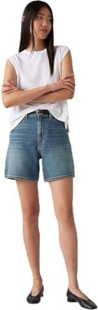 Levi's Femme Short Baggy Taille Haute Lin Denim Stop Flaxing Short Blue 26
