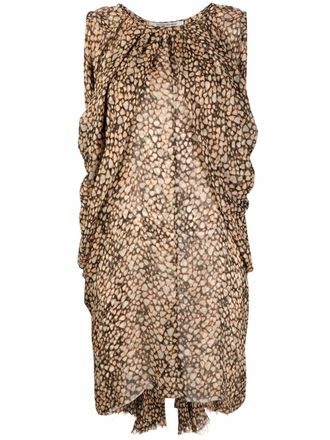 Saint Laurent robe sans manches en soie à imprimé animalier (années 2000) - Tons neutres