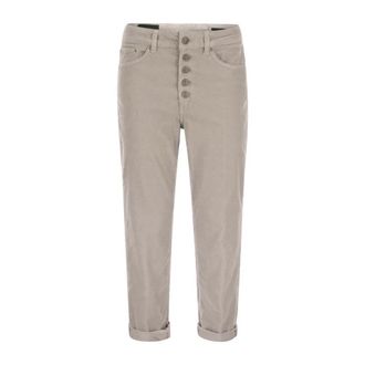 Dondup Mehrfarbig gestreifte Samthose mit Schmuckkn&ouml;pfen - - Trousers - Damen - Beige - W32
