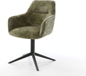 DELIFE Drehstuhl Pejo-Flex Chenille Olive Fu&szlig;kreuz Schwarz 360&deg; drehbar Wippfunktion Taschenfederkern, Esszimmerst&uuml;hle