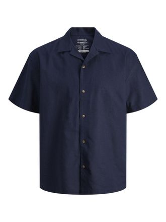 Jack & Jones Herren JJLINEN Resort Shirt SS Hemd12248594,Navy Blazer,S