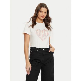Guess T-Shirt V5RI08 J1314 &Eacute;cru Slim Fit