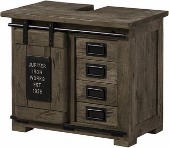 Massivmoebel24 Waschbeckenunterschrank Mango 70x40x60 grau lackiert railway 282
