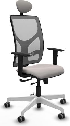 Piqueras y Crespo B&uuml;rostuhl, grau und wei&szlig;, mit 1D-Armlehnen, h&ouml;henverstellbare Lendenwirbelst&uuml;tze und festes Kopfteil, ausgestattet mit Syncro/Traslack und Schneidesch